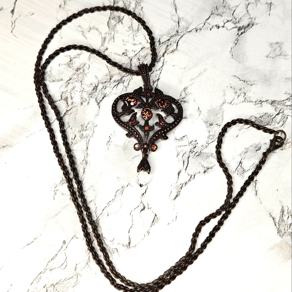 no brand | Jewelry | Victorian Brown Filigree Heart With Rhinestones ...